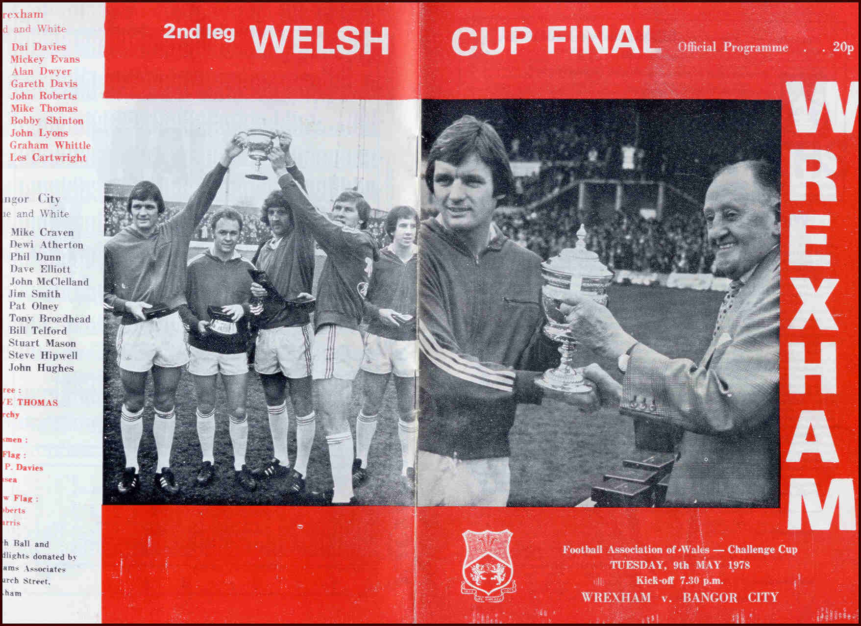 Wrexham Programme welsh cup finalmay 1978 AMENDED - soccerscrapbook