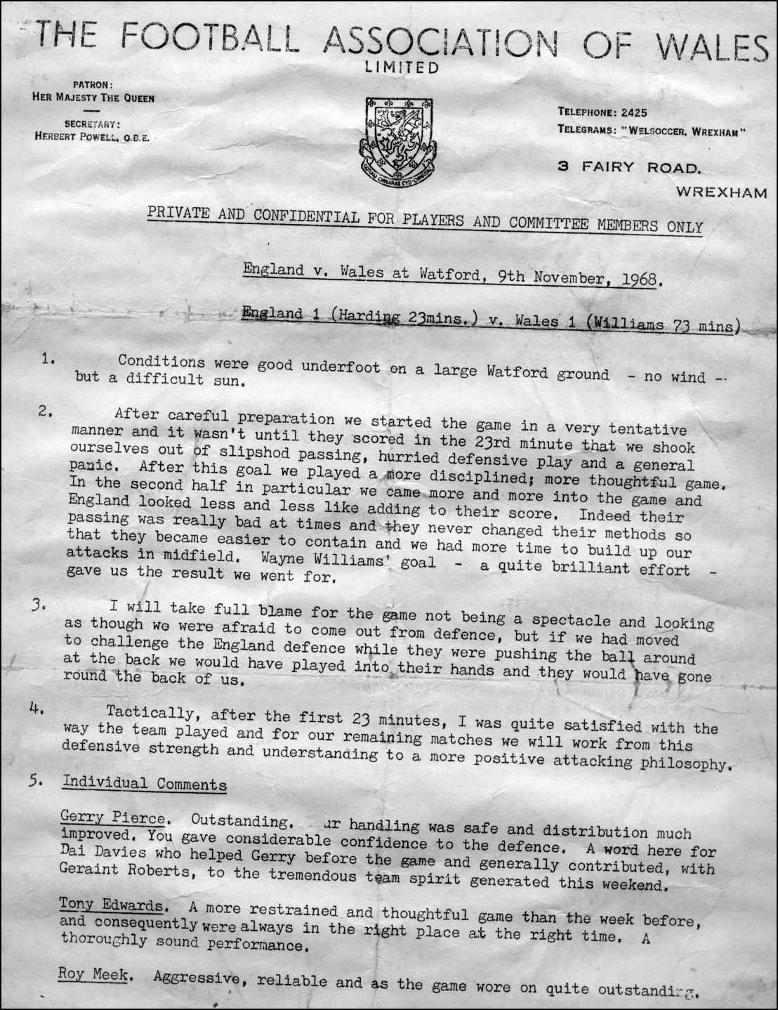 Gerry Pierce player - goalkeeper - soccerscrapbook